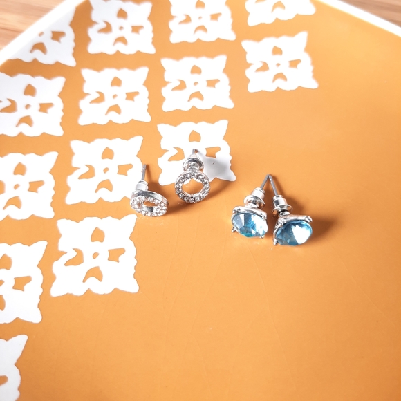 Jewelry | Circle Crystal Blue Crystal Stud Earrings | Poshmark